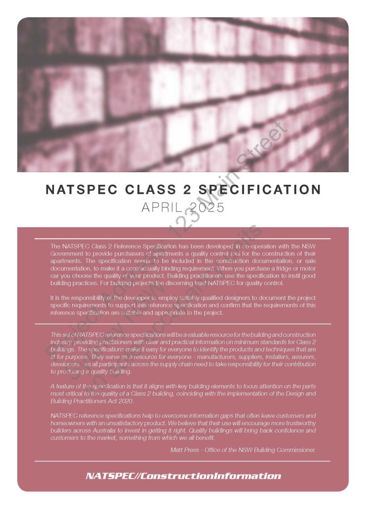 NATSPEC CLASS 2 Specification