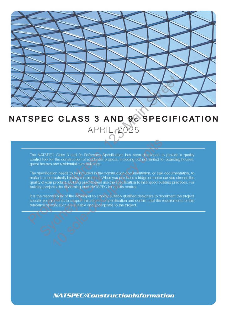 NATSPEC Class 3 and 9c Specification
